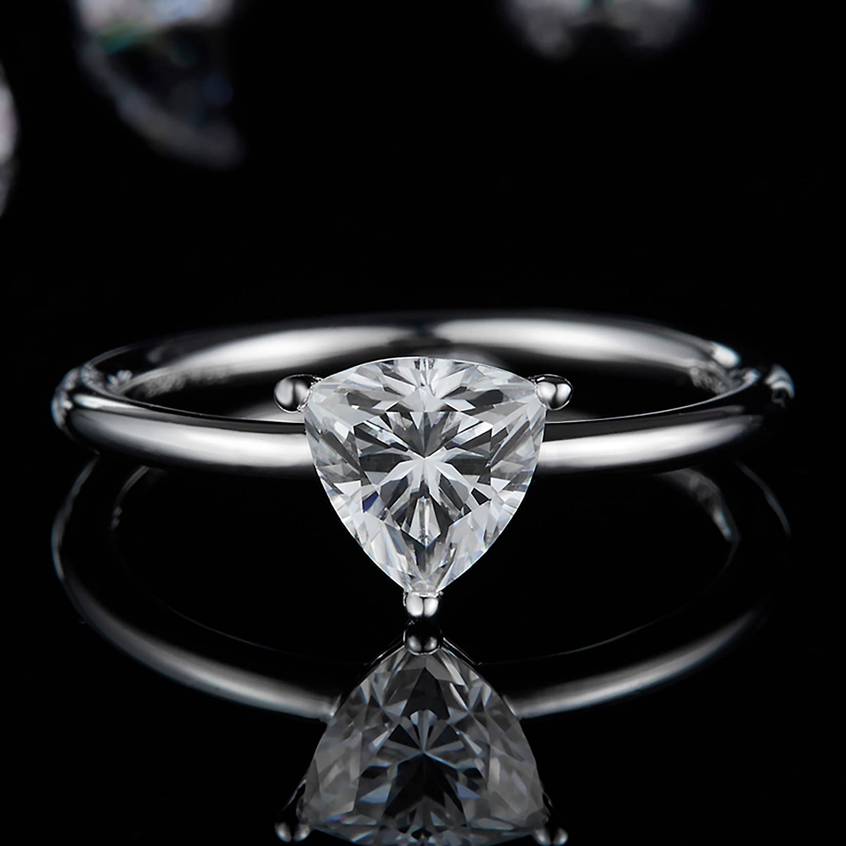 VIKI LYNN 1ct Moissanite Ring Triangle-cut Sterling Silver Wedding Engagement Anniversary Thin Band Ring for Women