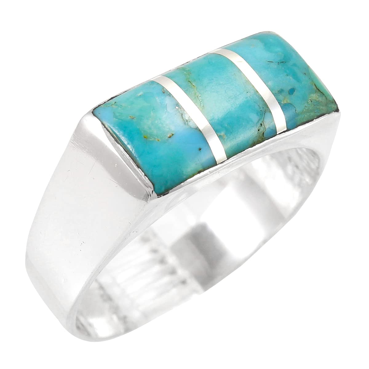 Turquoise Ring Sterling Silver 925 Genuine Gemstones Size 6 to 11 (Turquoise) (8)