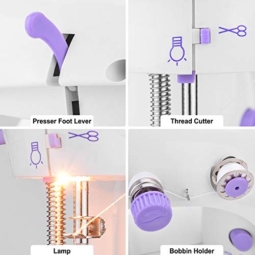 Mini Portable Sewing Machine with Extension Table and Light, Electric Handheld Sewing Machine with Upgraded, Adjustable 2-Speed Electric Sewing Machine Easy to Use for Kids,Beginners and DIY