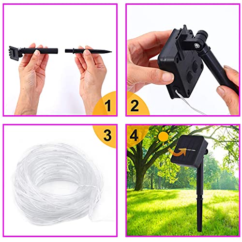 Oluote Solar Rope Lights, 200 LEDs 66ft/20M/2 Modes Waterproof Solar String Copper Wire Light, Outdoor Rope Lights for Garden Yard Path Fence Tree Wedding Party Decorative (Red, 66ft)