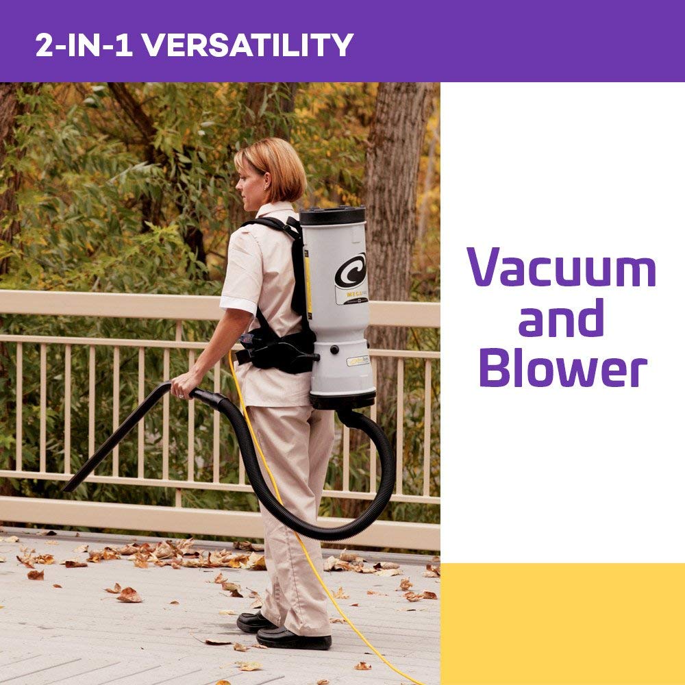 ProTeam Commercial Backpack Vacuum, MegaVac Vacuum Backpack with Blower Tool, Felt and Horse Hair Hard Surface Tool Kit, 10 Quart, Corded (Renewed)