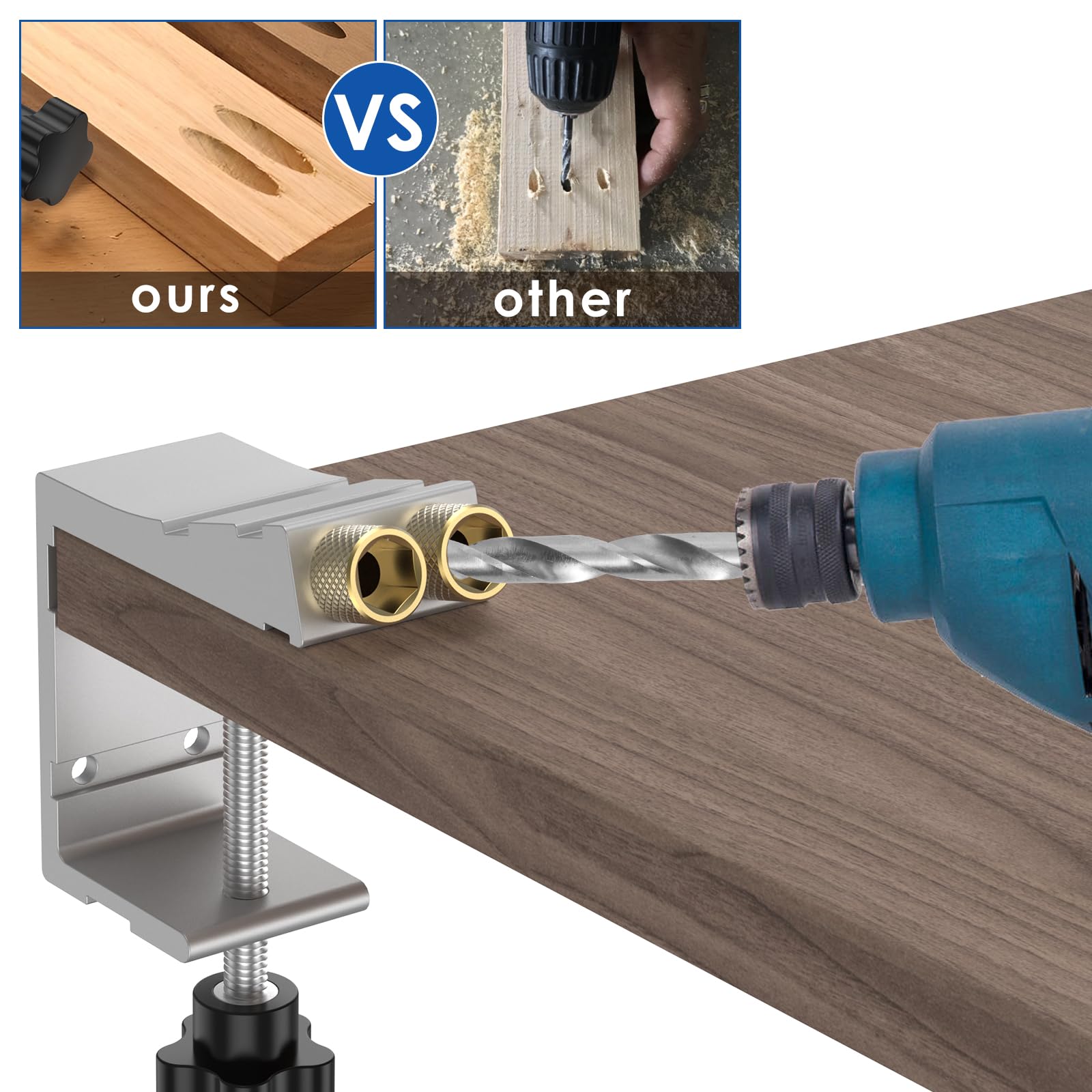 Pocket Hole Jig Kit,15 Degree Angle Oblique Hole Puncher Locato High Precision Adjustable Woodworking Drill Guide Tool Kit for DIY Carpentry Projects