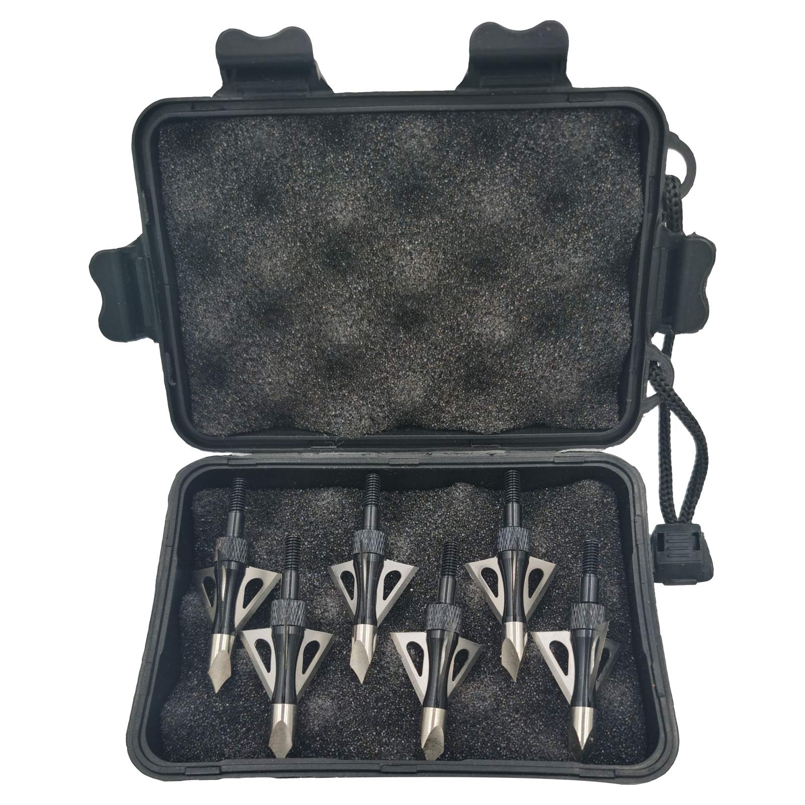 Tbrand Sharp Blades Arrowhead Archery Broadheads Hunting Arrow Crossbow Bolts and Compound Recurve Bow (Black, 6pcs)