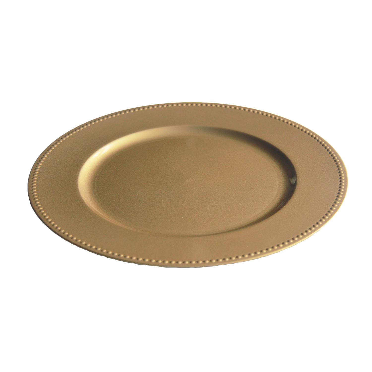 WELMATCH Gold Plastic Beaded Charger Plates - 12 pcs 13 Inch Round Wedding Party Decroation Charger Plates (Gold, 12)