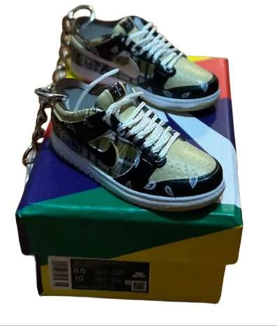Mini Shoes Keychain Pair or Single With or Without The Box, Mini Kicks, Mini Sneaks, Black & Gray Mini Kicks Shoes Keychains (Pair w/Box)