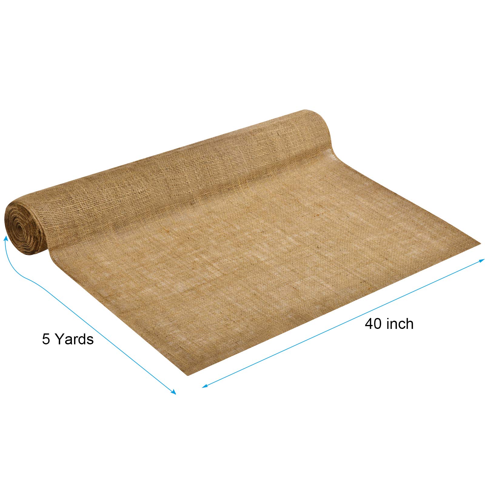 Natural Burlap Fabric BUR40-5YDS Burlap, Burlap Jute Fabric for Weddings Table Runner Arts & Crafts Tree Wraps for Winter Placemat (40β Wide x 5 Yards)