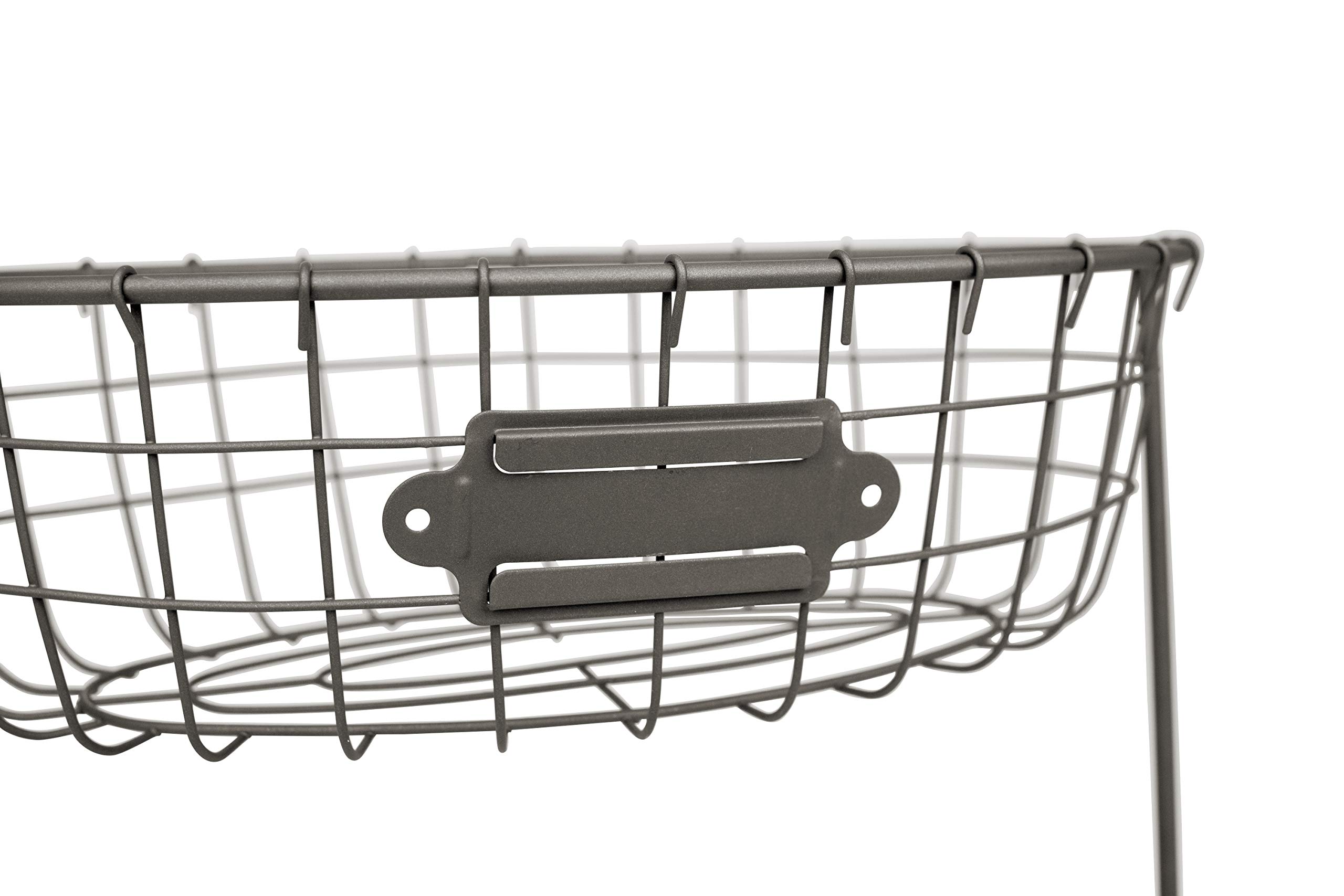 Spectrum Diversified Vintage Living Oval Server Stacked, 2-Tier Bowls, Dining Table & Kitchen Counter Organizer, Modern Fruit Basket Stand, Industrial Gray (A19676)