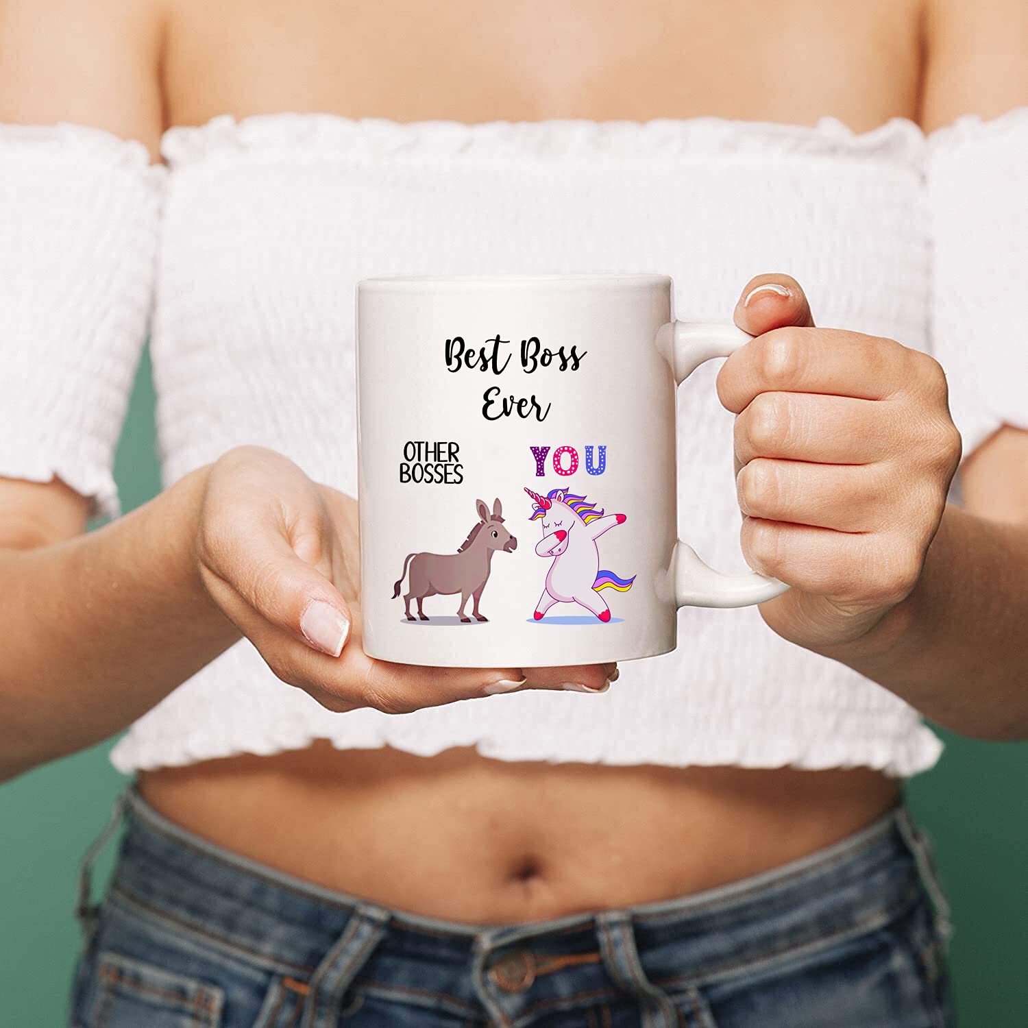 TAMDG GIFET Funny Coffee Mug, Best Boss Ever Unicorn Mug, Gift for Boss , Best Boss Ever Gift, Funny Gift for Boss, Humorous Coffee Cup, Sarcastic Boss Present,11 oz Novelty Mug, White
