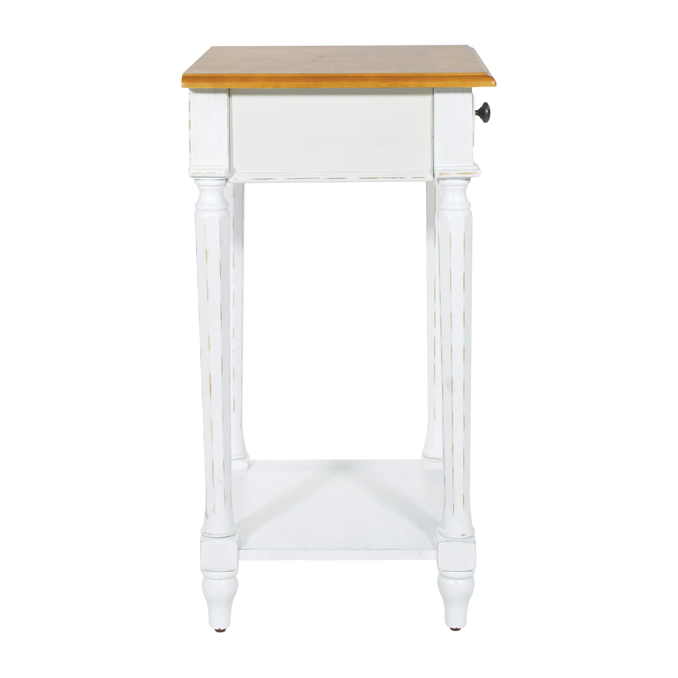 OSP Home Furnishings Medford Side Table in Distressed White Finish