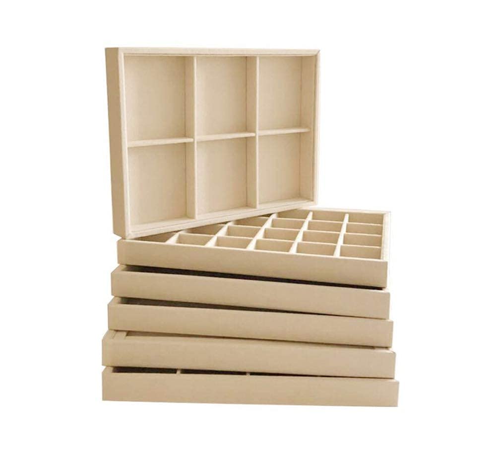 Svea Display Beige Velvet Flat Tray Closet Organizer Drawer Inserts Divider for Jewelry Accessory Collectibles Trade Show Exhibition Home Use Premium Grade Material Neutral Tone