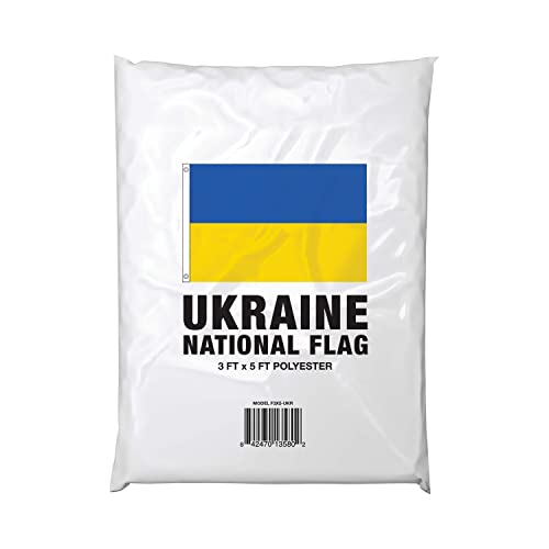 Ukraine Flag F3X5-UKR 3 x 5-Ft Ukrainian National Flag, Polyester with Brass Grommets, Blue, Yellow