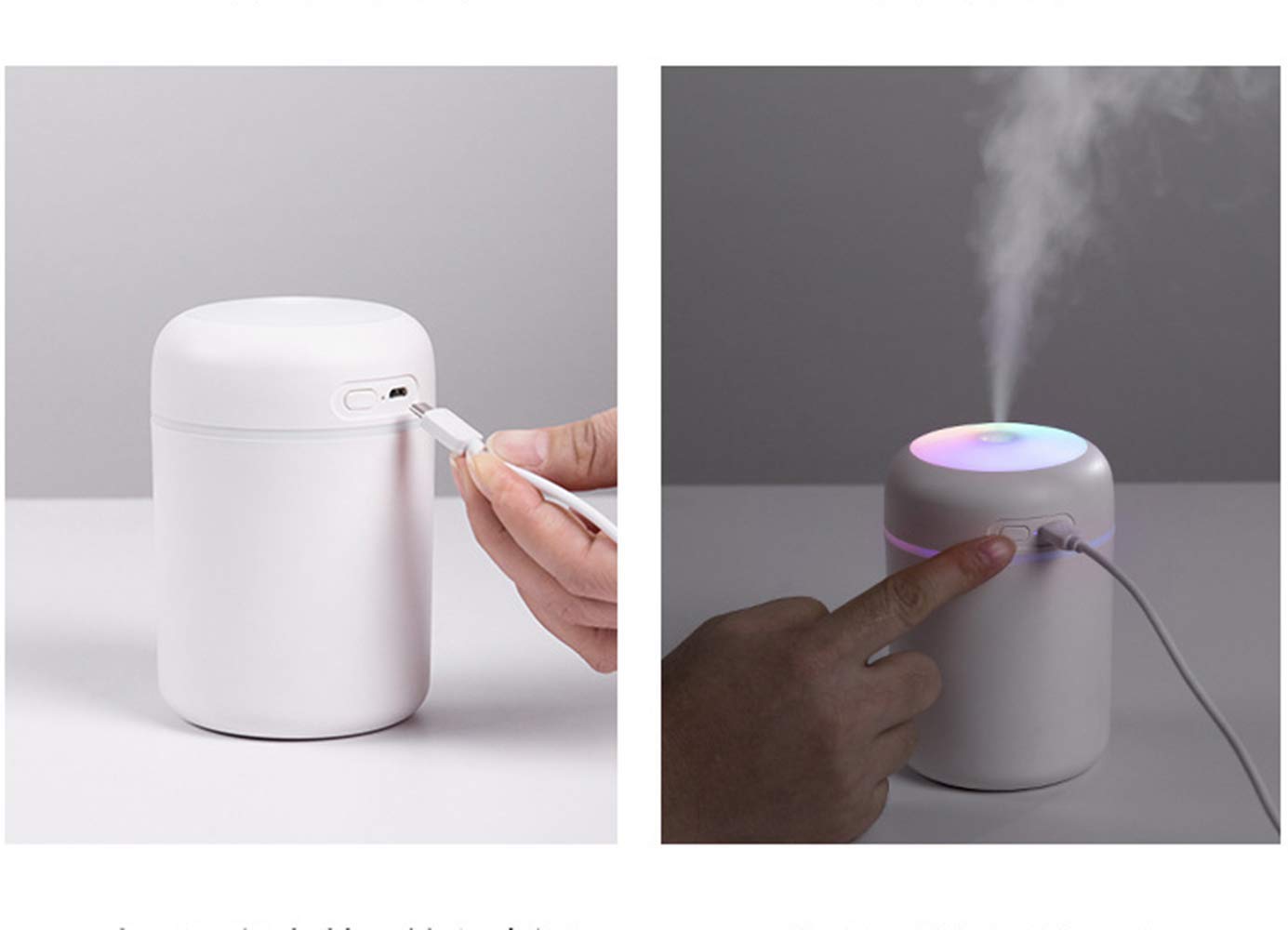 Portable mini humidifier, small atomizing atomizer (with color ambient night light), portable USB personal humidifier, used in bedroom, travel, office, ultra-quiet 300ml automatic shutdown humidifier
