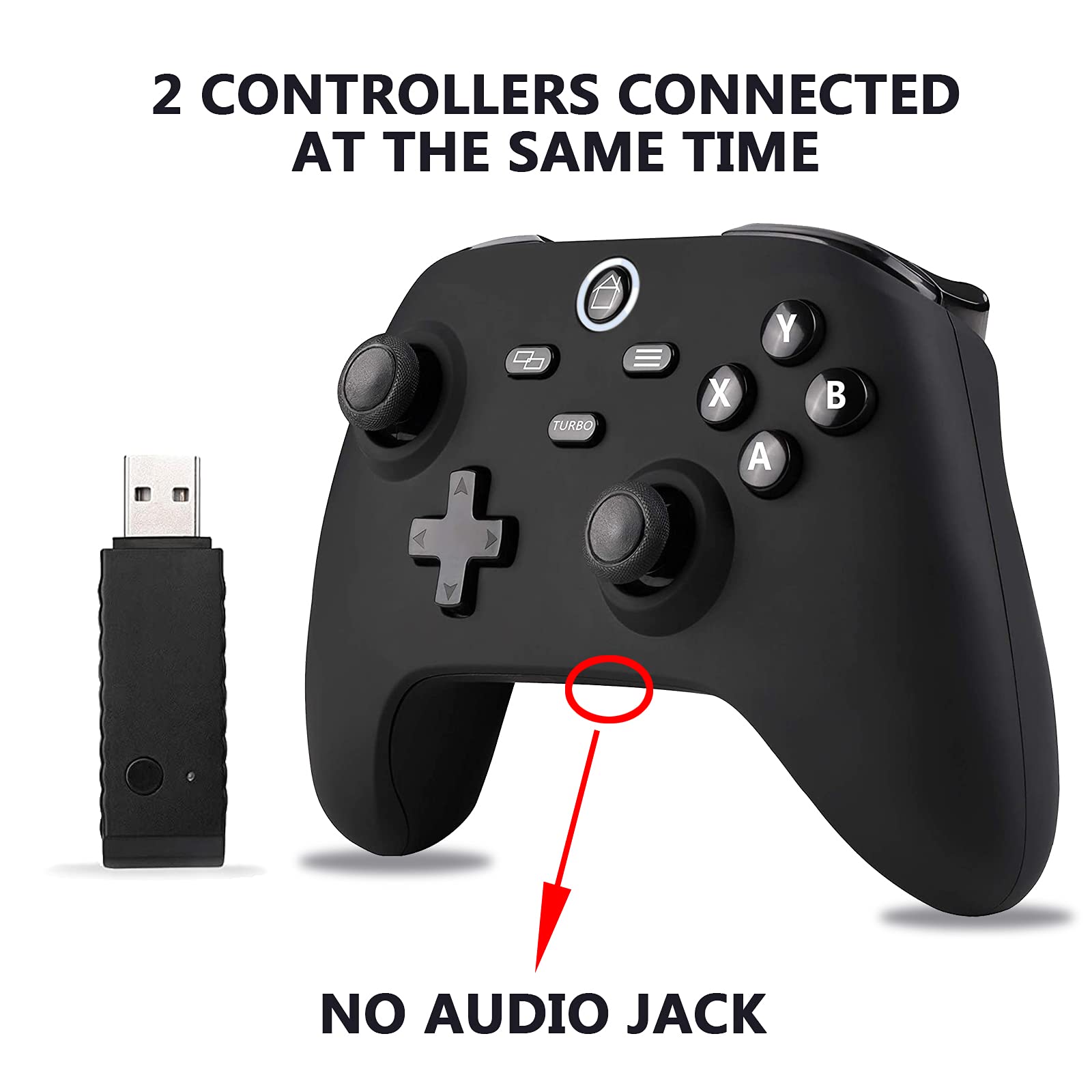 RIBOXIN Wireless Controller for Xbox One 2.4G Wireless Game Controller Xbox One Controller for Xbox One S/X and PC (Win 7, 8, 10) with No Audio Jack