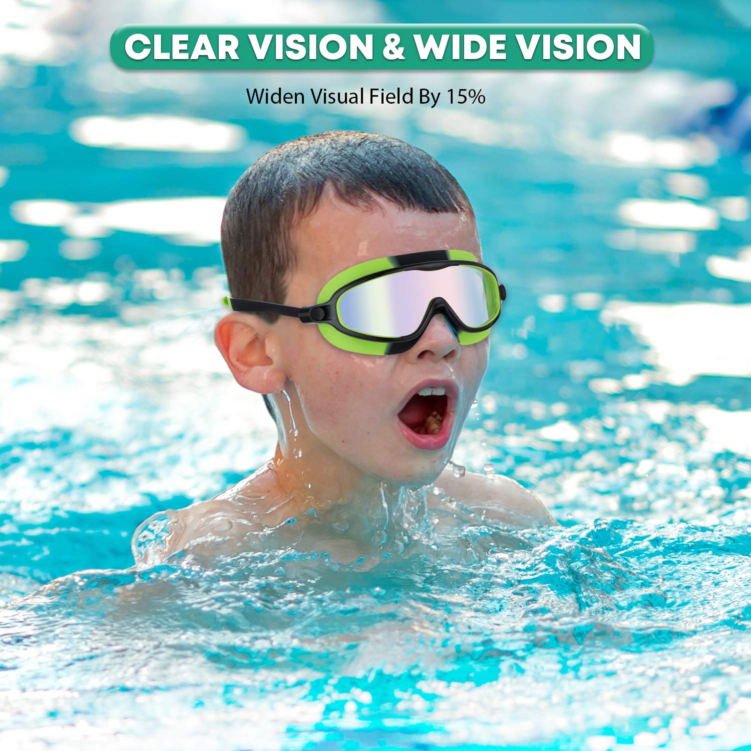 portzon Kids Swim Goggles Anti Fog Swimming Goggles Clear No Leaking for Child