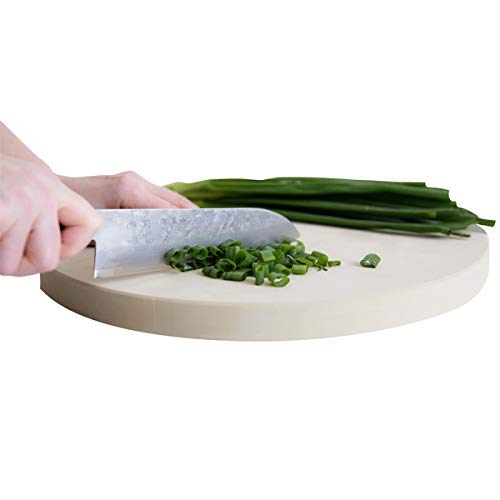NoTrax 14" Round x 1" Sani-Tuff T45 Natural Rubber Cutting Board, Non-Skid Professional-Grade, Made in USA, T45S4R14BF