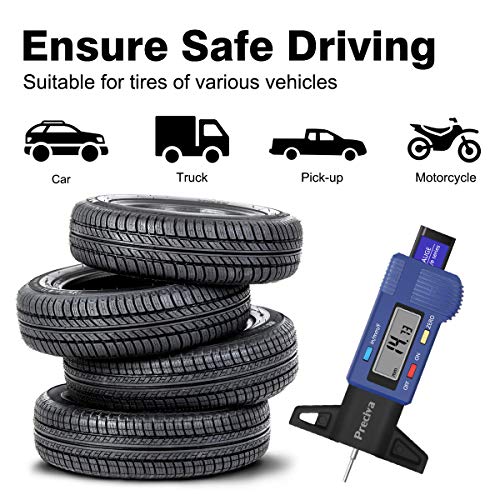 Preciva Tire Tread Depth Gauge, Digital Tire Gauge Meter Tester with Large LCD Screen of Fraction Inch/MM/Decimal Inch Conversion for Cars Trucks and SUV