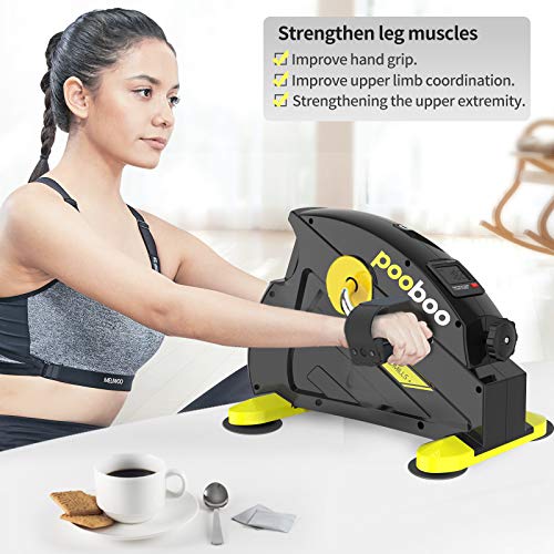 pooboo Pedal Exerciser Under Desk Bike Stationary Exercise Portable Mini Cycle Bike for Legs and Arms Exercise Bikes