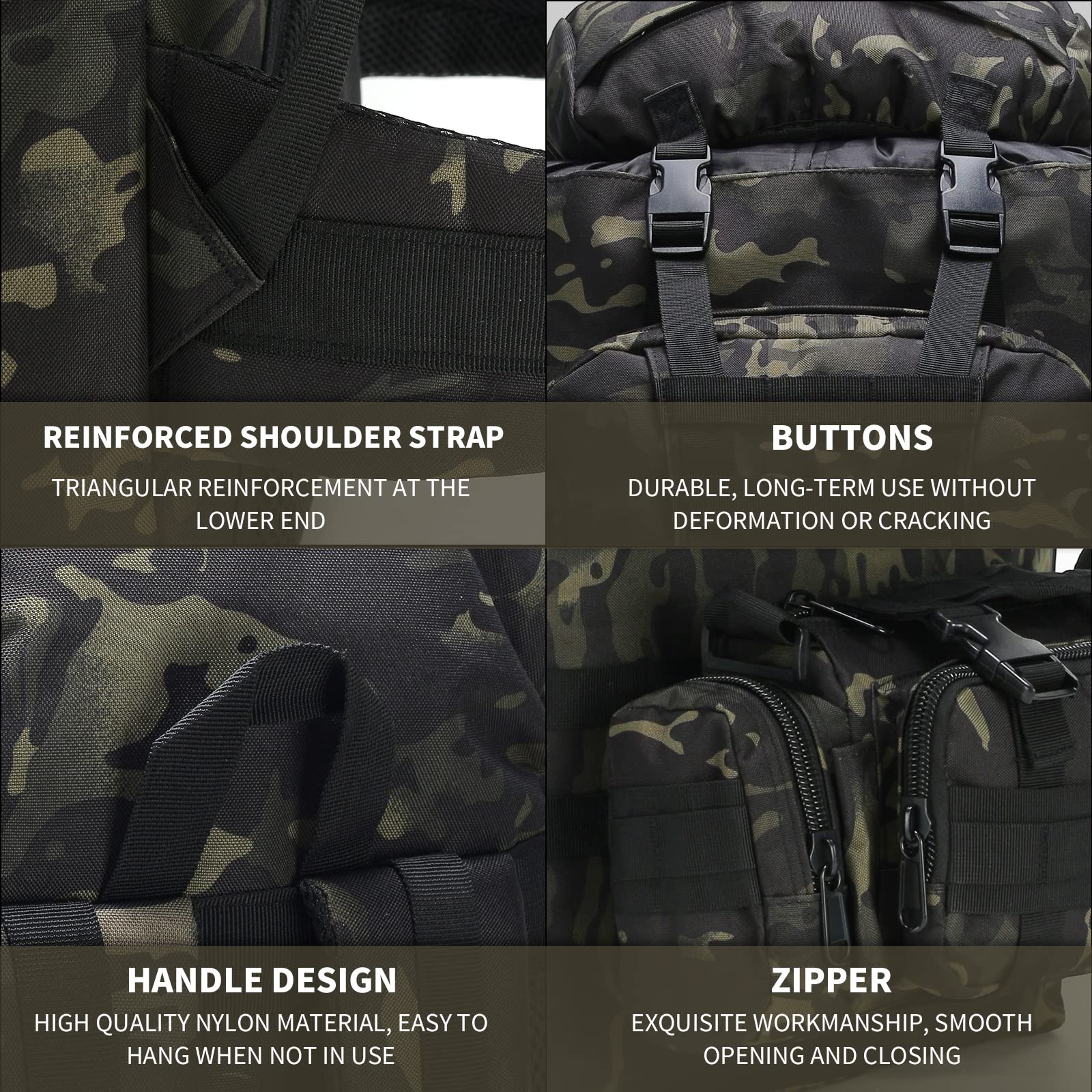 TianYaOutDoor Military Tactical Backpack Detachable Molle Bag Large capacity Rucksack Camping Hiking Backpack for Men Women