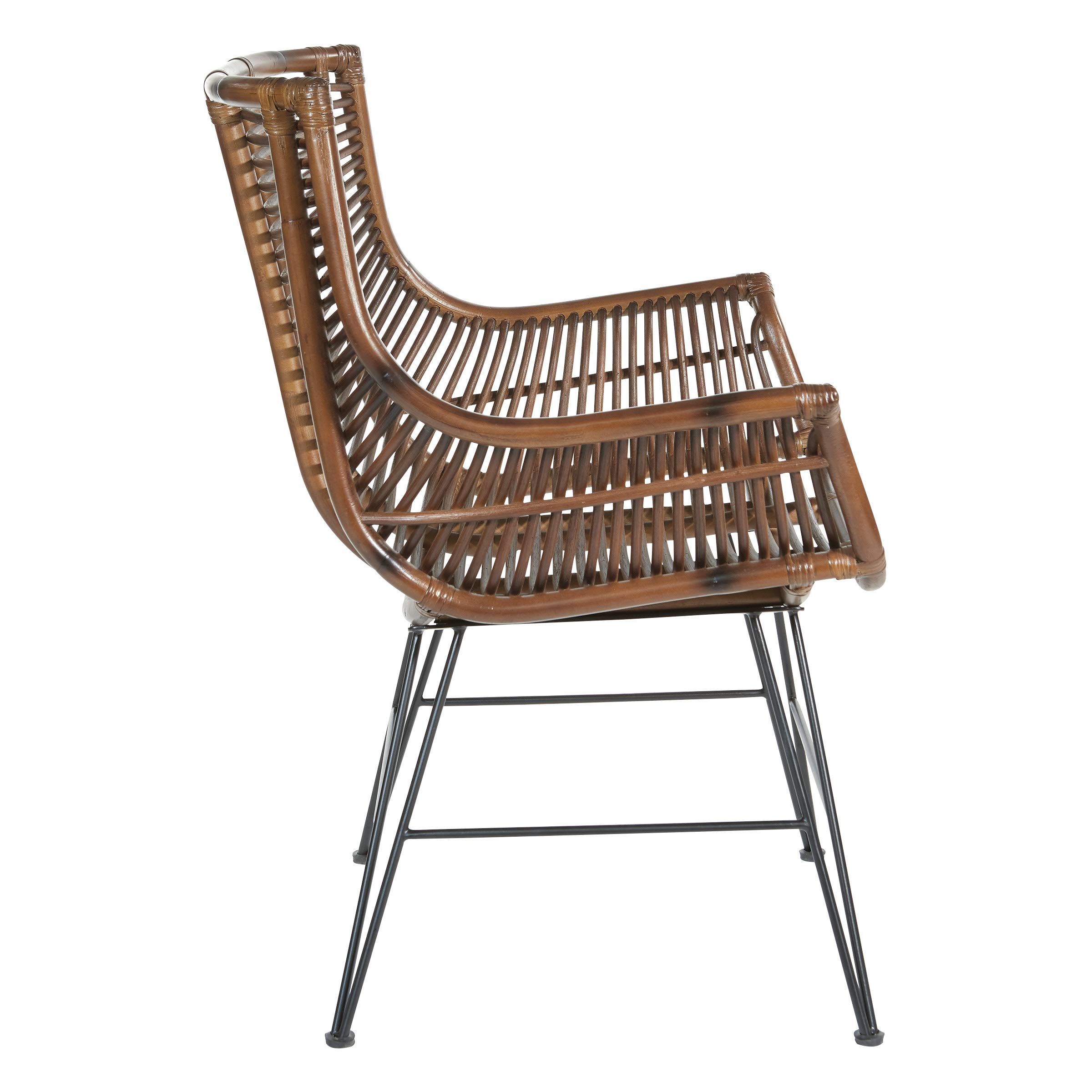 OSP Home Furnishings Dallas Rattan Club Chair, Brown