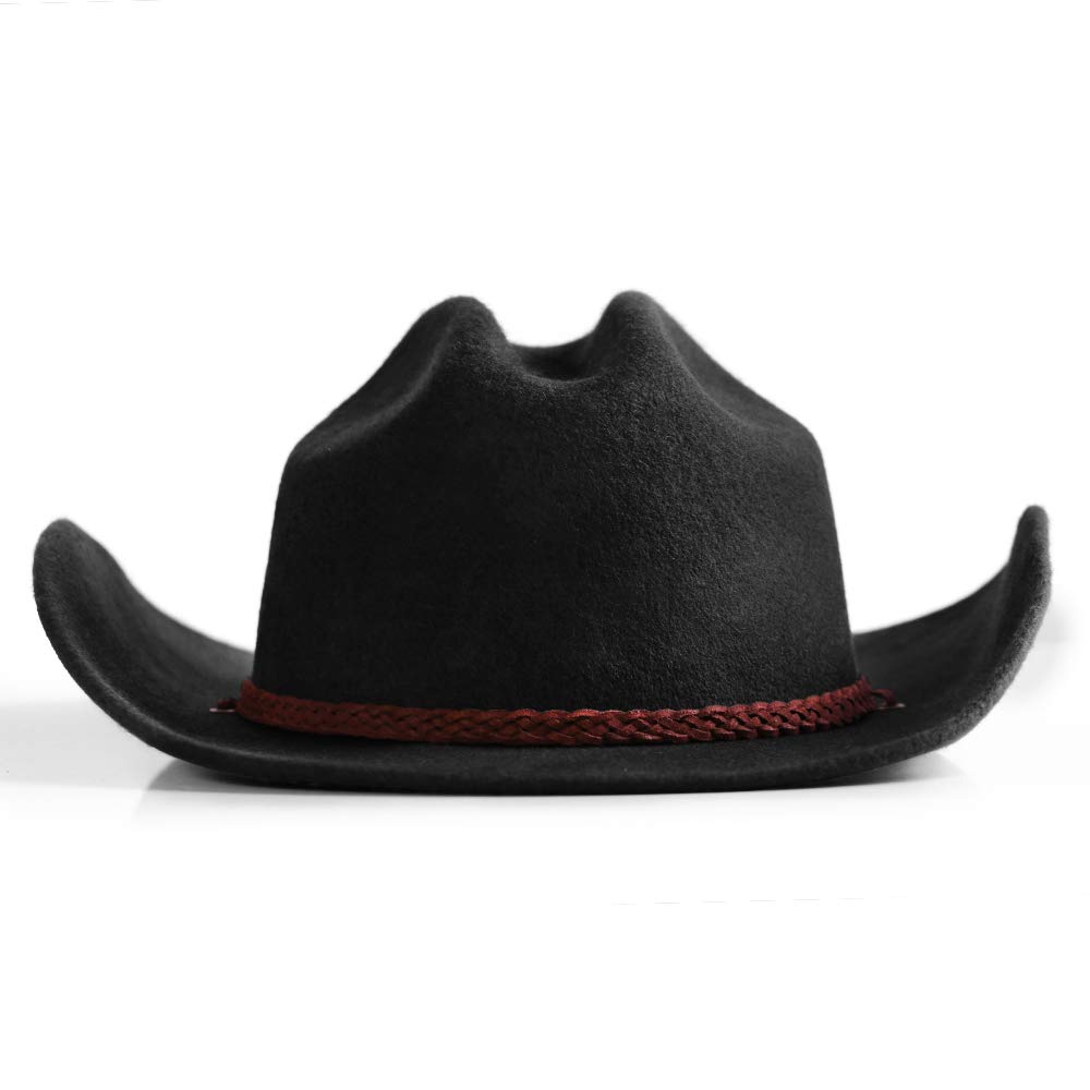 Samplife Western Cowboy Hat Men Mexican Style Cowgirl Wool Felt Fedora Cattleman Adult Outback Black