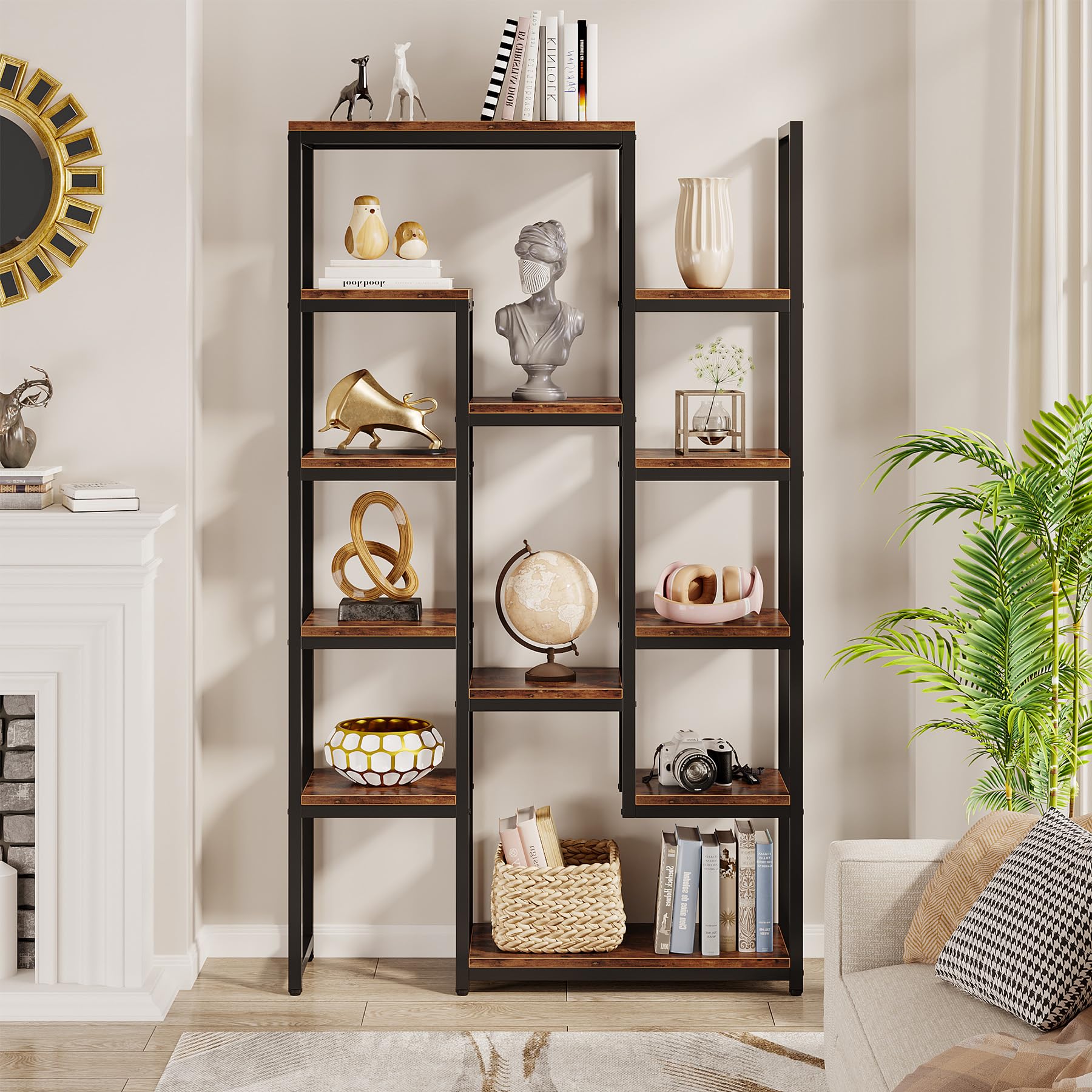 Tribesigns 6-Tier Bookshelf 70.9 inch Tall Bookcase, Modern Industrial 12-Shelf Display Shelves Book Storage Organizer for Living Room, Home Office (Black)