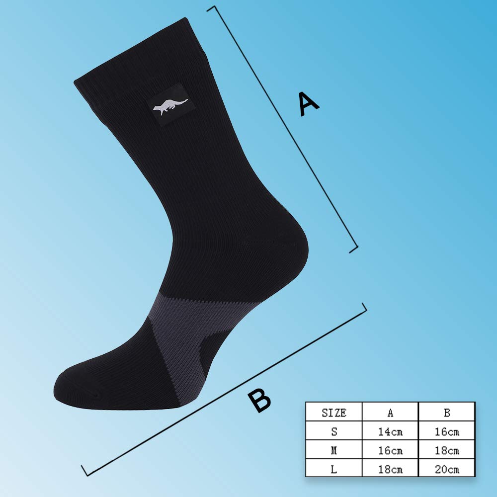 OTTER Waterproof socks for Men and Women, 100% waterproof, breathable, windproof socks. Calf Length. (Grey Black stripe. Medium)