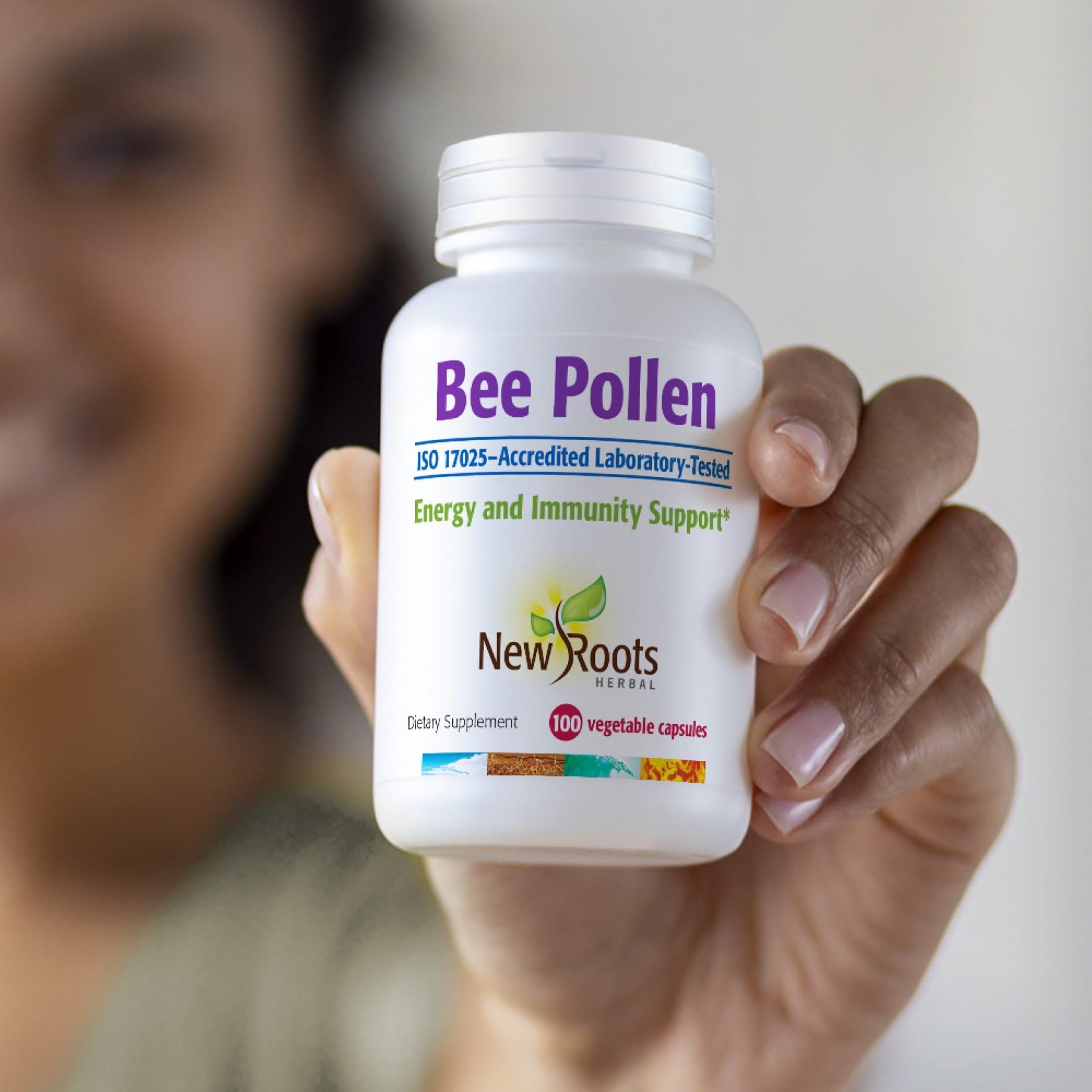 NEW ROOTS HERBAL Bee Pollen 1000mg (100 Count) | All Natural Bee Pollen Capsule Supplement | Rich in Minerals, Vitamins & Essential Amino Acids for Antioxidant Support and Bee Vitality | Non-GMO