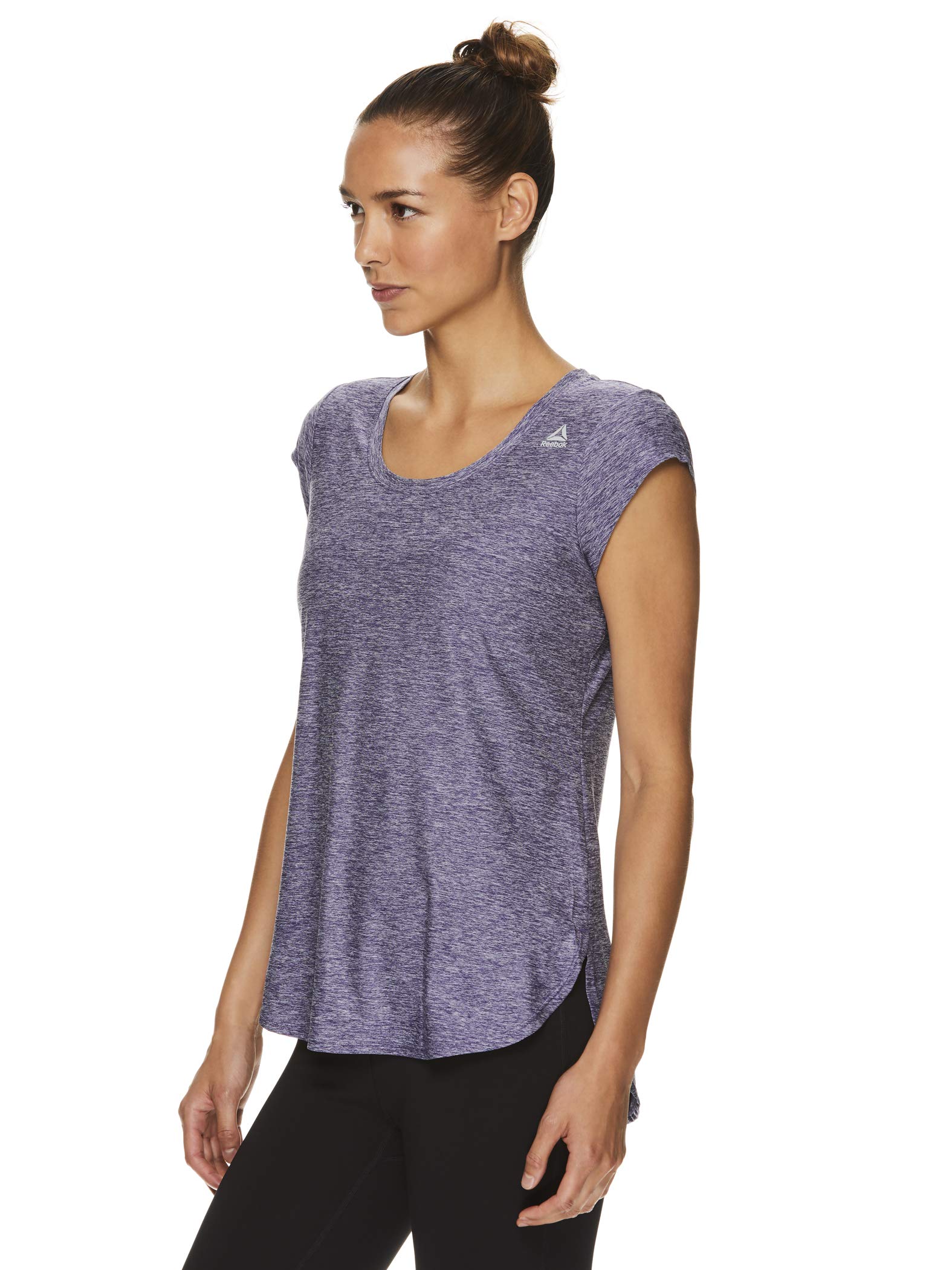 Reebok Women's Legend Running & Gym T-Shirt - Performance Short Sleeve Workout Clothes for Women - Midnight Ink Purple Heather, Small