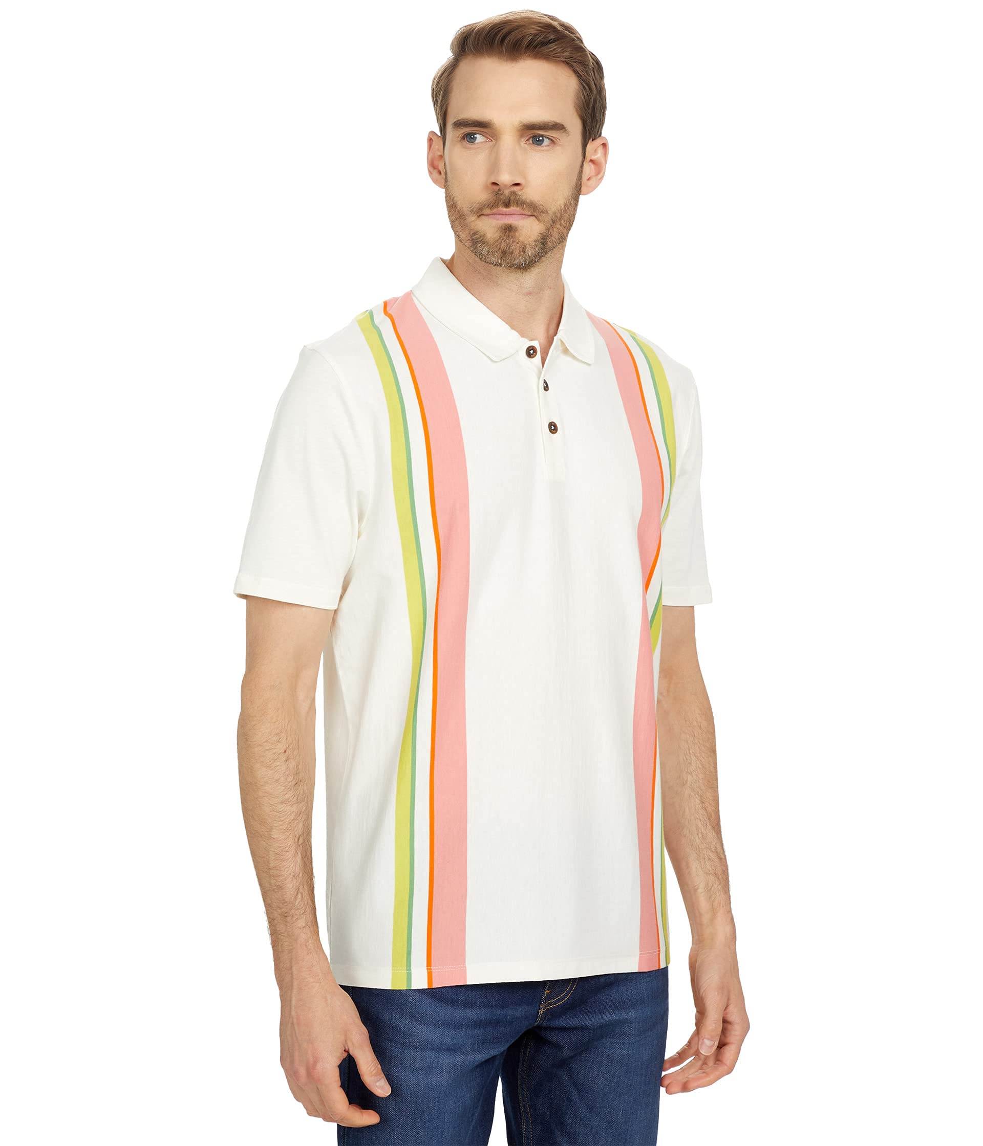 Ted Baker Defrost Short Sleeve Placement Striped Polo White 3XL (US Men’s 7)