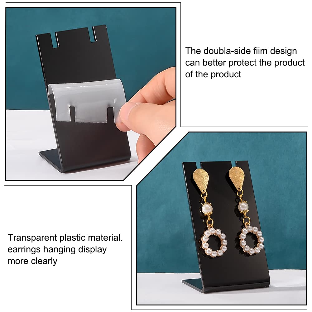 PH PandaHall 10pcs Acrylic Earring Holder Black Earring Display Stands L-shape Ear Organizer Dangling Earring Stands for Earring Necklace Jewelry Shows Retail Photography Props, 1.7x1.4x3 inch