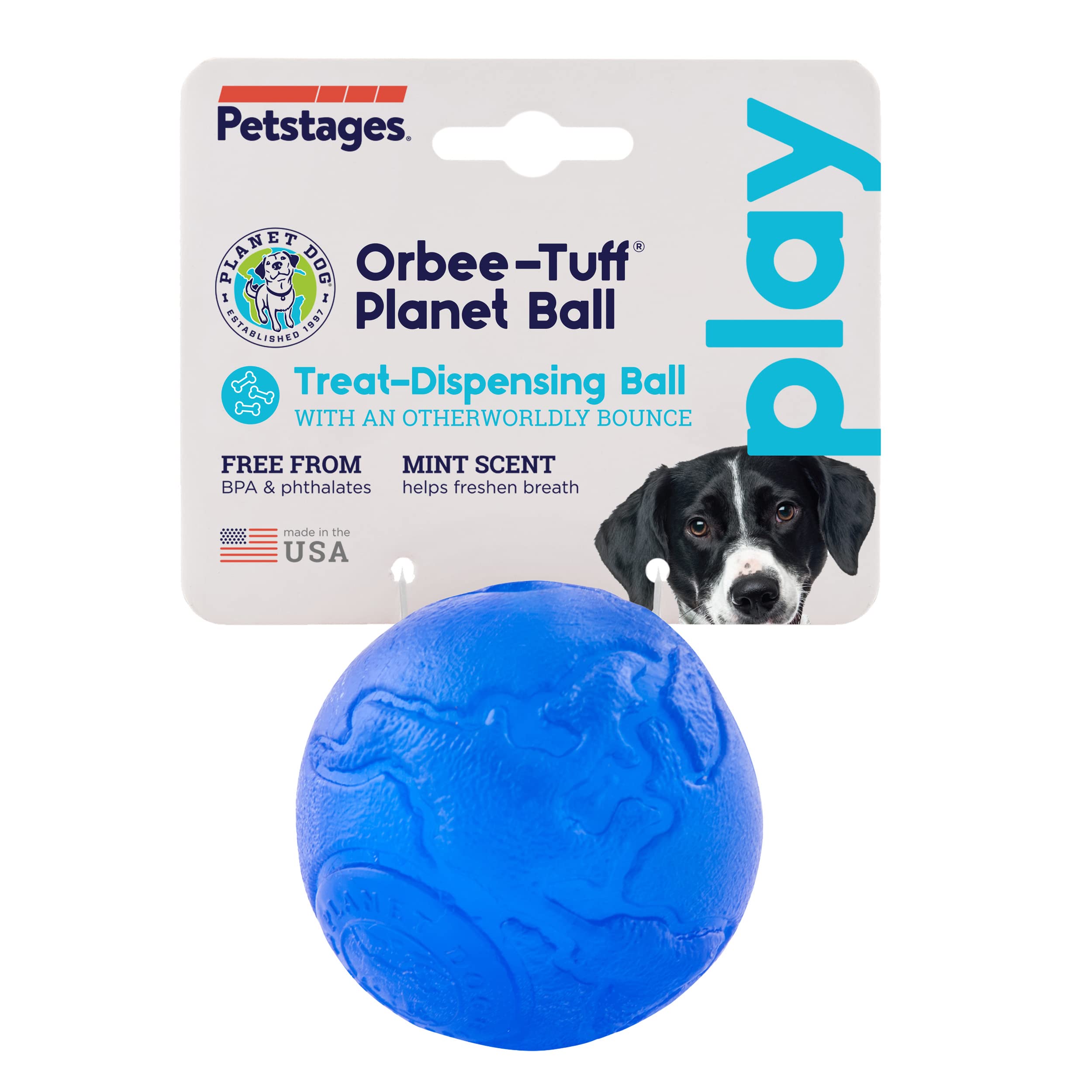 Planet Dog Orbee-Tuff Planet Ball Royal Blue Treat-Dispensing Dog Toy, Medium