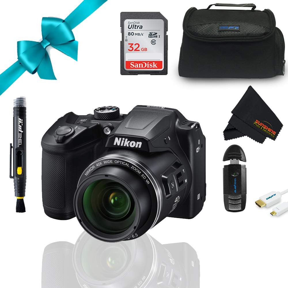 Nikon COOLPIX B500(Black) 16MP Digital Camera with 3 Inch TFT LCD Screen Nikkor Lens with 40x Optical Zoom WiFi+ Sunshine Intermediate Bundle