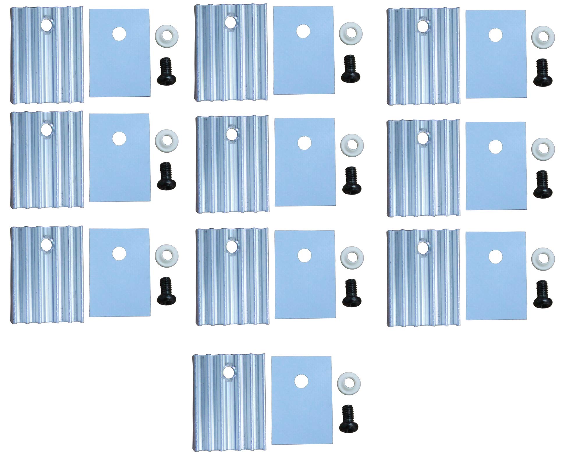 New 10 Sets TO-220 Heatsink TO-126 Transistor Heat Sink atural Aluminium((Screw+Washer+Insulator Rubberized Silicone+ Heatsink)