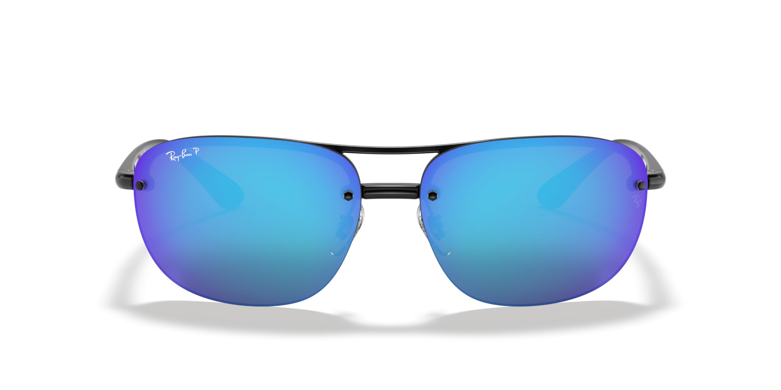 Ray-Ban Men's RB4275CH Chromance Square Sunglasses, Black/Polarized Green Mirrored Blue, 63 mm