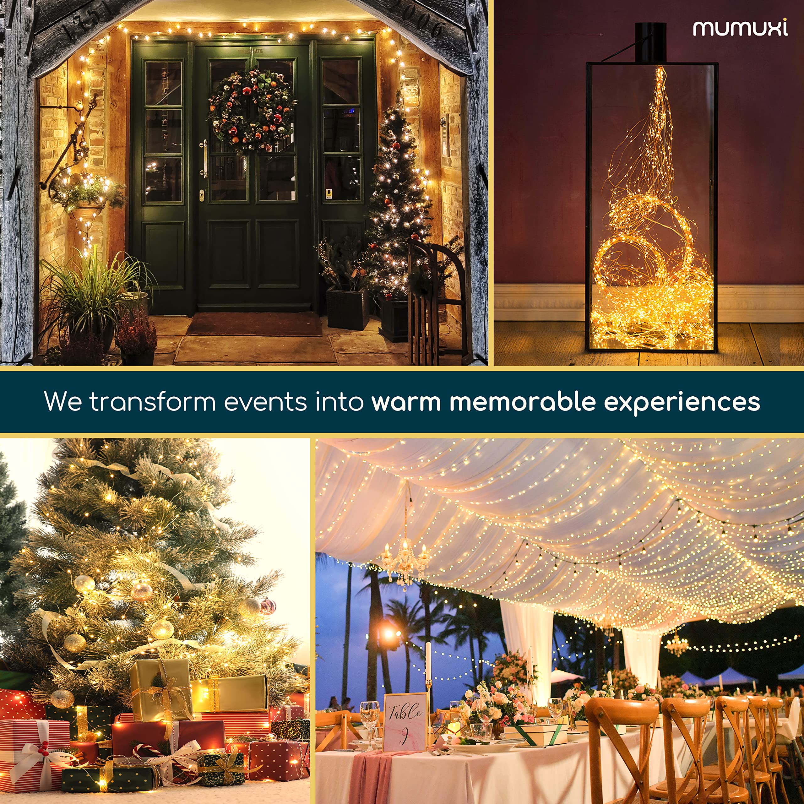 MUMUXI 33ft 100 LED Outdoor Fairy Lights, Timer Battery Operated Twinkle Lights with Remote [2 Pack], Christmas Outdoor String Lights Battery Operated, White Warm Outdoor Twinkle Lights Waterproof