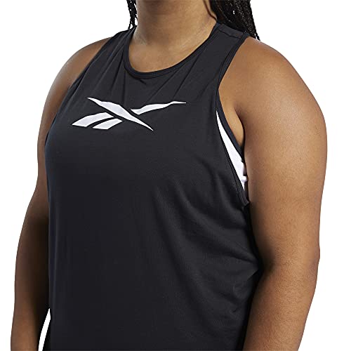 Reebok Women's Training Essentials Graphic Racerback Tank Top, Black/White, XX-Small
