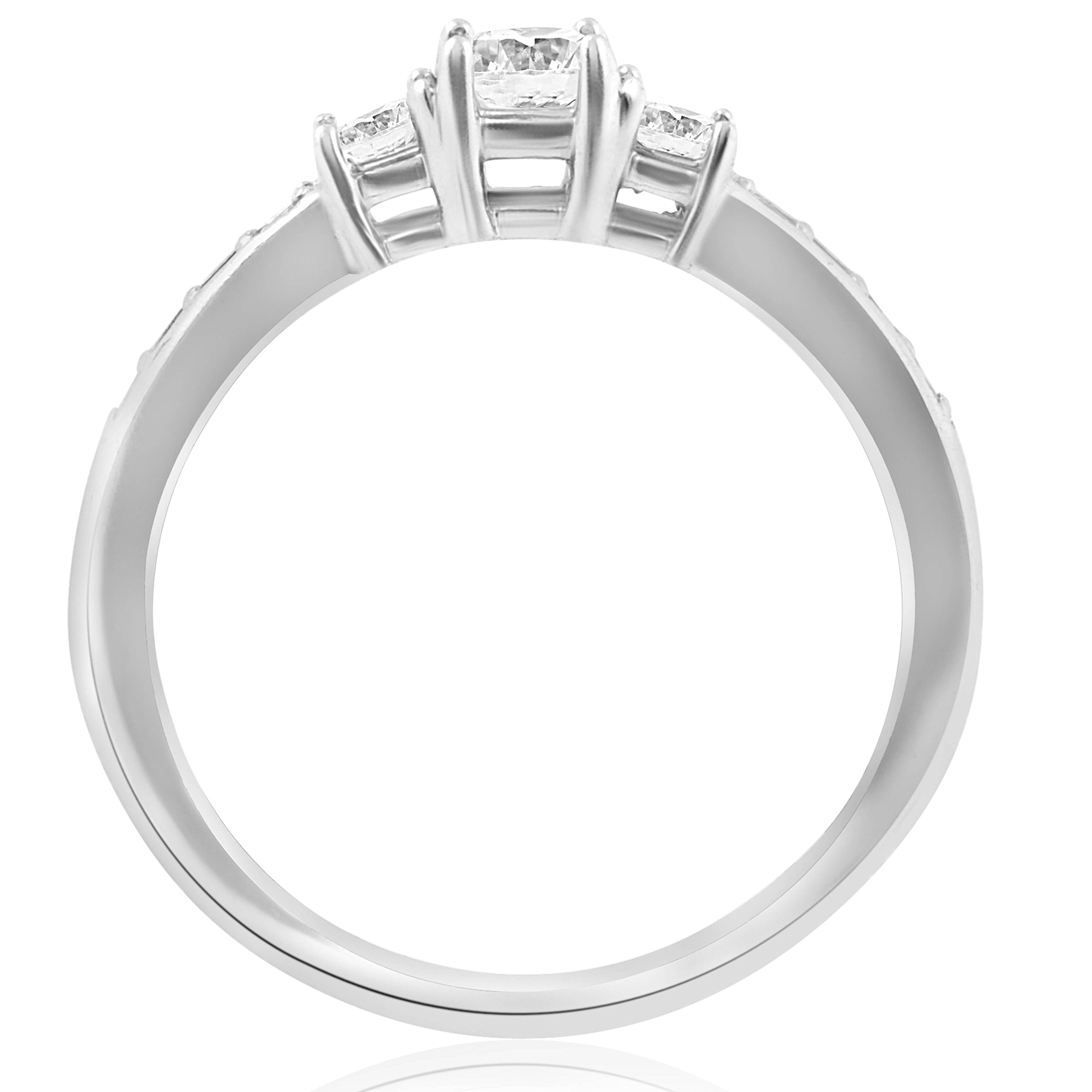 P3 POMPEII3 3/4ct Three Stone Round Diamond Engagement Ring 14K White Gold - Size 10