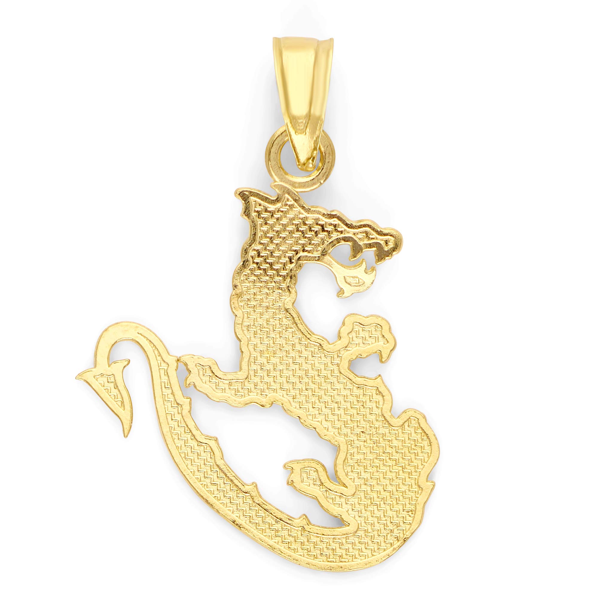 Solid 10k Gold Year of The Dragon Pendant for Necklace, Lucky Charm Chinese Zodiac Jewelry