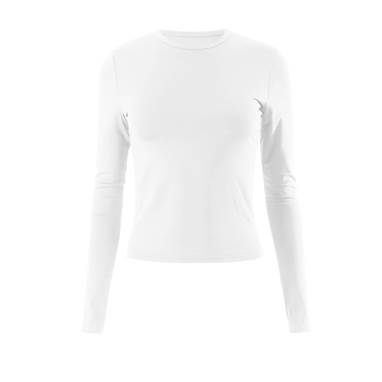 Women's Y2Ks Skinnys Long Sleeve Crop Tops Tight T-Shirts Layer Tee Tops Skimss Dupess Athletic Spring Pullover Shirts White
