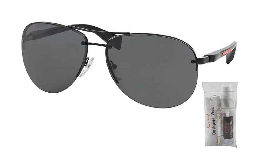 Prada PS56MS 1BO1A1 62M Black Demi Shiny/Grey Pilot Sunglasses For Men For Women+ BUNDLE With Designer iWear Eyewear Kit