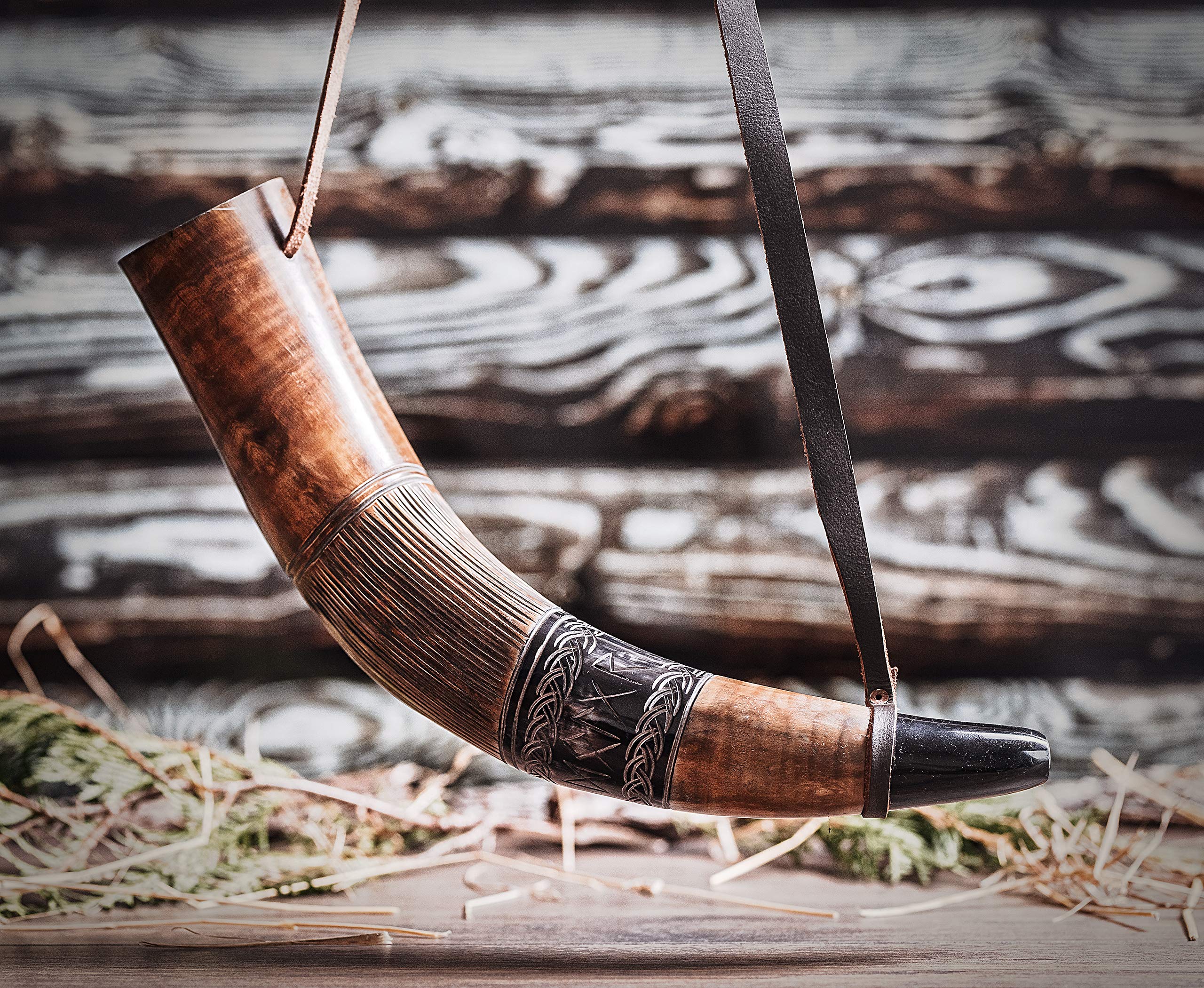 Norse Tradesman Viking War Horn β 18" Blow Horn Battle Trumpet Crafted from Authentic Premium Ox Horn β A Stirring Piece of History