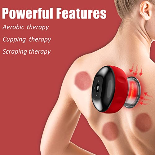 Wasigu Smart Dynamic Cupping Therapy Set,Electric Cupping Therapy Set 4 in 1 Infrared Heating Therapy Machine ,Vacuum Gua Sha Massager Tool with 12 Level Temperature and Suction