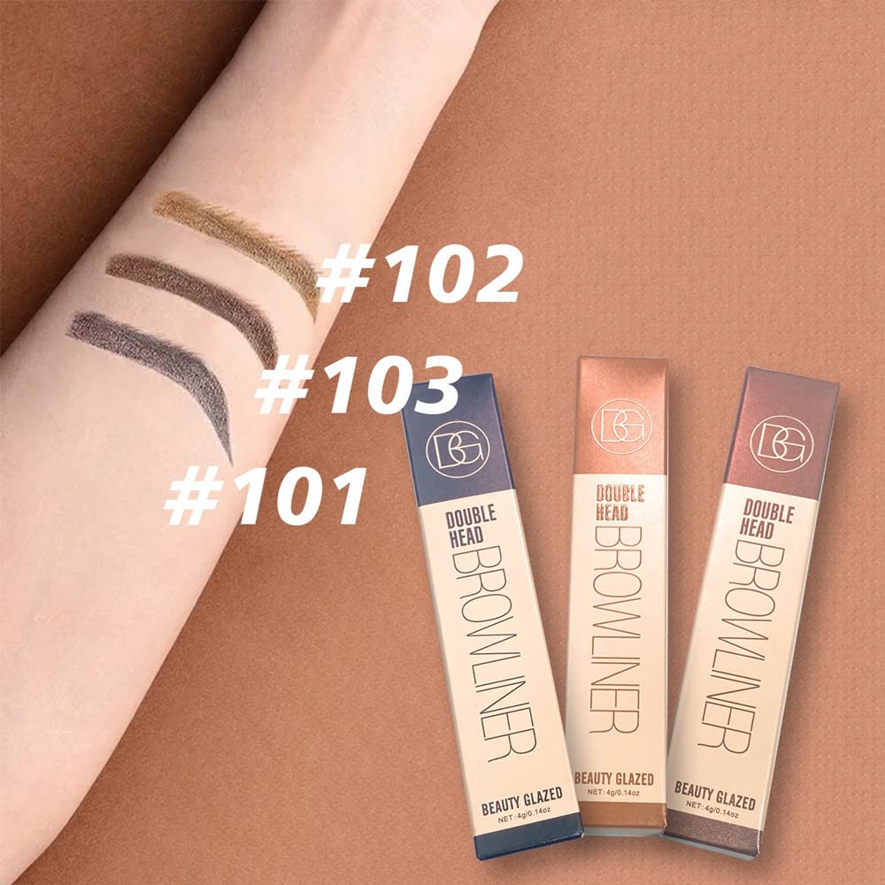 Timipoo 2 in 1 Waterproof Eyebrow Pencil, Tattoo Liquid Pencil with Eyeliner, Micro Fork Tip Applicator, Natural Hair-Like Makeup Precision All Day Wear (03# DARK BROWN)