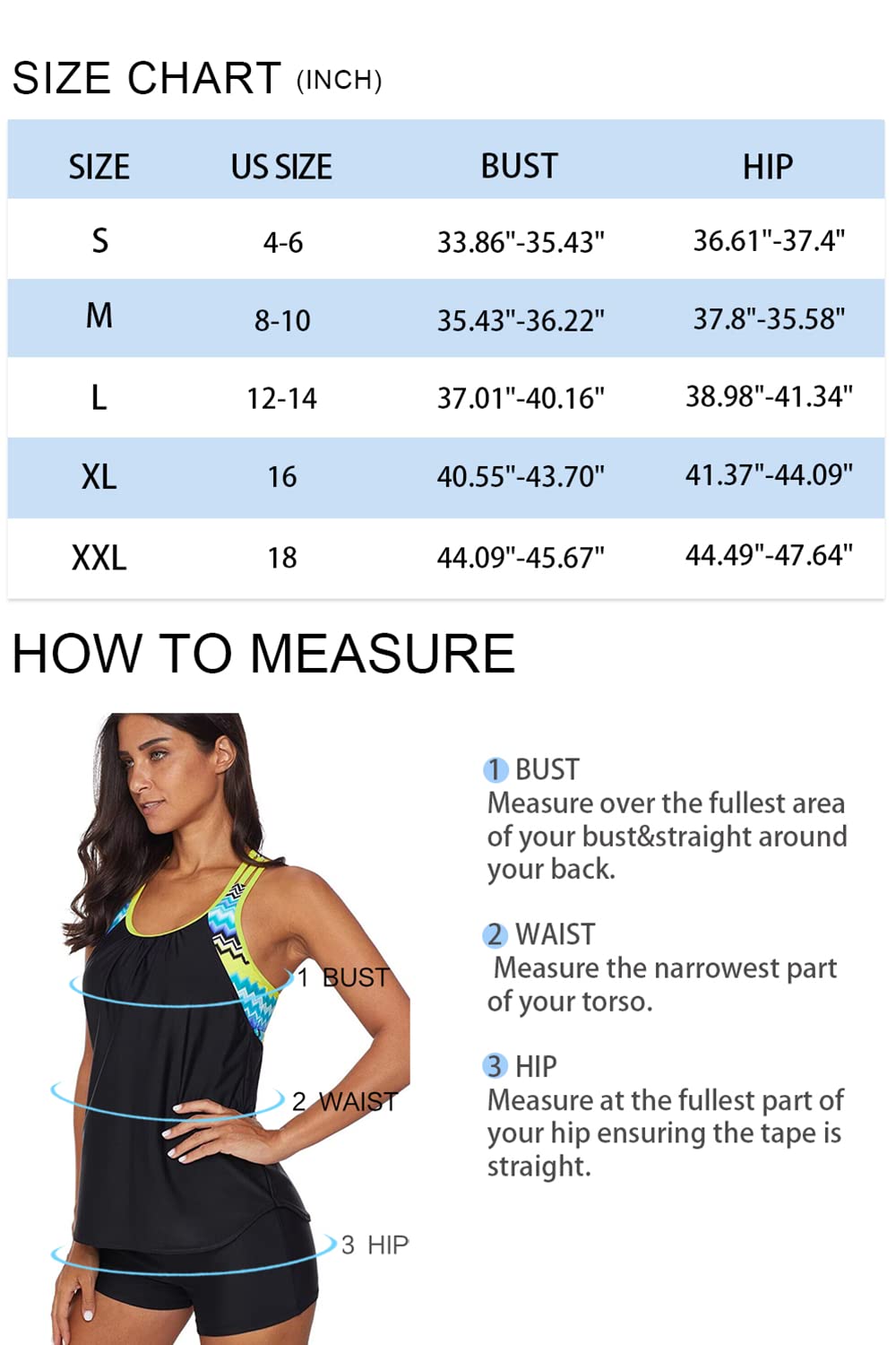 REKITA Women's Swimsuits Color Block Tankini Top Boyshort Swimwear