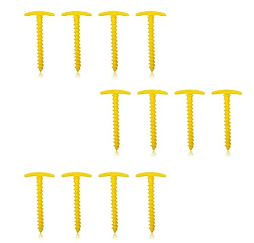 One Stop Outdoor (12-Pack) - 5.7" Heavy Duty Tent Pegs - Beach Tent Sand Anchor, Canopy Stakes, Screw In Ground Peg, Seasonal Yard Decor Securing Stake - Yellow (12)