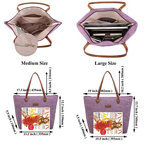 NNEE Water Repellent Light Weight Nylon Polyester Tote Bag Handbag - Medium, MS Purple