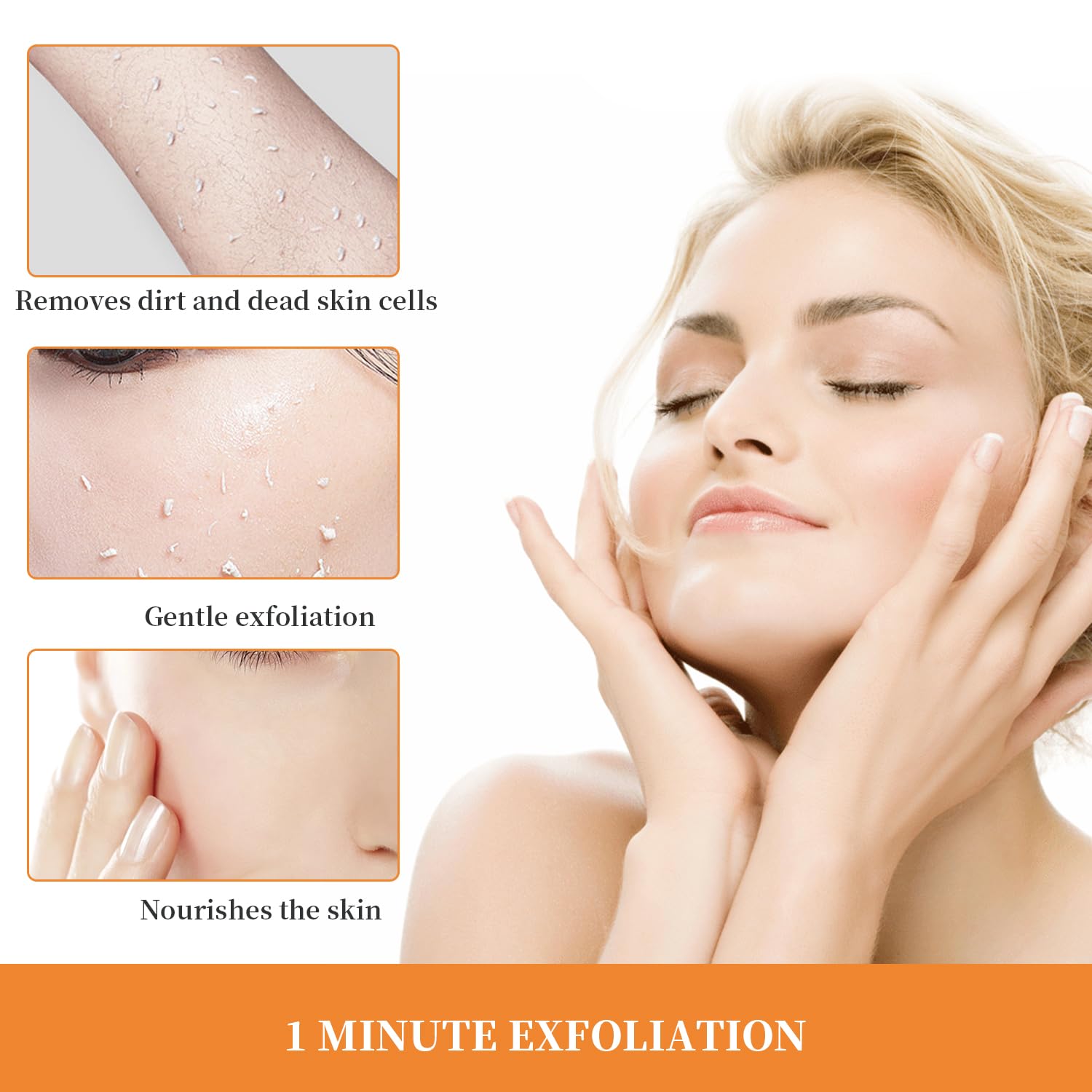Orange Exfoliating Gel Scrub Face Body Skin,Natural Orange Peeling Gel Face Scrub,Deep Cleansing Moisturizing Facial Exfoliator 50g (2PCS)