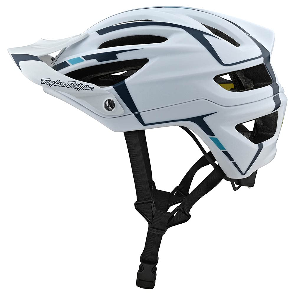 Troy Lee Designs Adult|All Mountain|Bicycle Half Shell A2 Helmet Sliver W/MIPS (White/Marine, XL/2X)