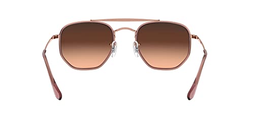 Ray-Ban RB3648M The Marshal II Hexagonal Sunglasses, Copper/Pink Gradient Brown, 52 mm