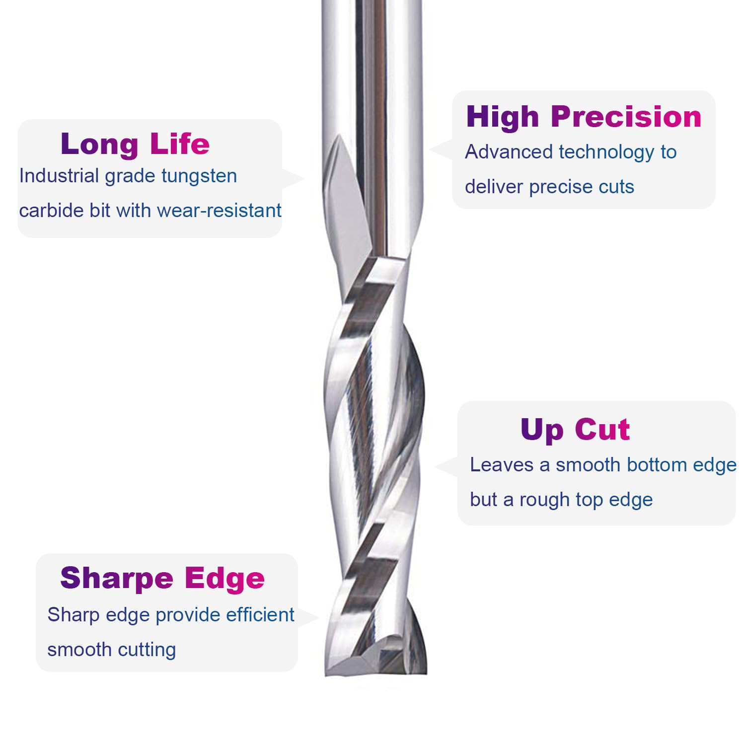 SpeTool Spiral Upcut Router Bit 1/4 inch Shank 1/4 inch Cutting Diameter Solid Carbide End Mill CNC Rourer Bits for Woodworking Wood Carving Tool